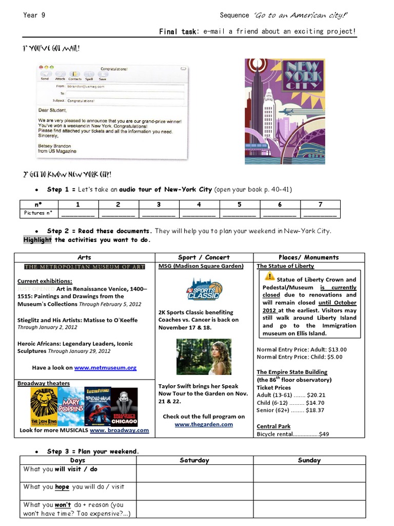 Planning a Weekend in New York City | PDF