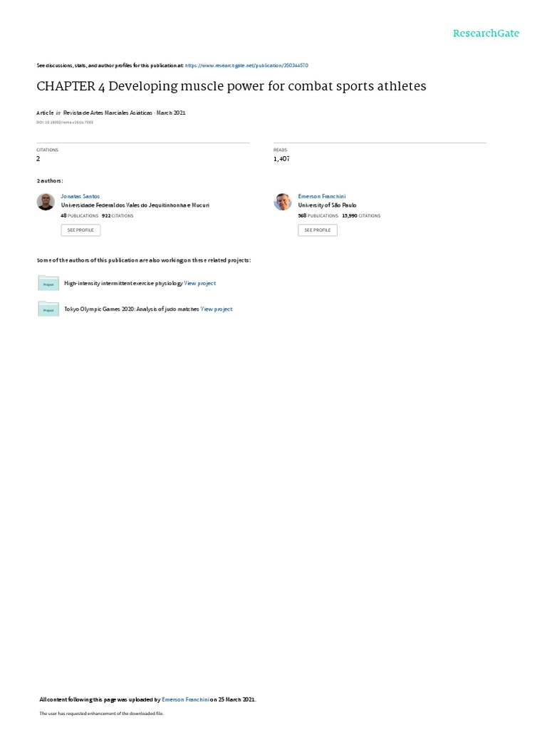 CHAPTER 4 Developing Muscle Power For Combat Sports Athletes | PDF ...