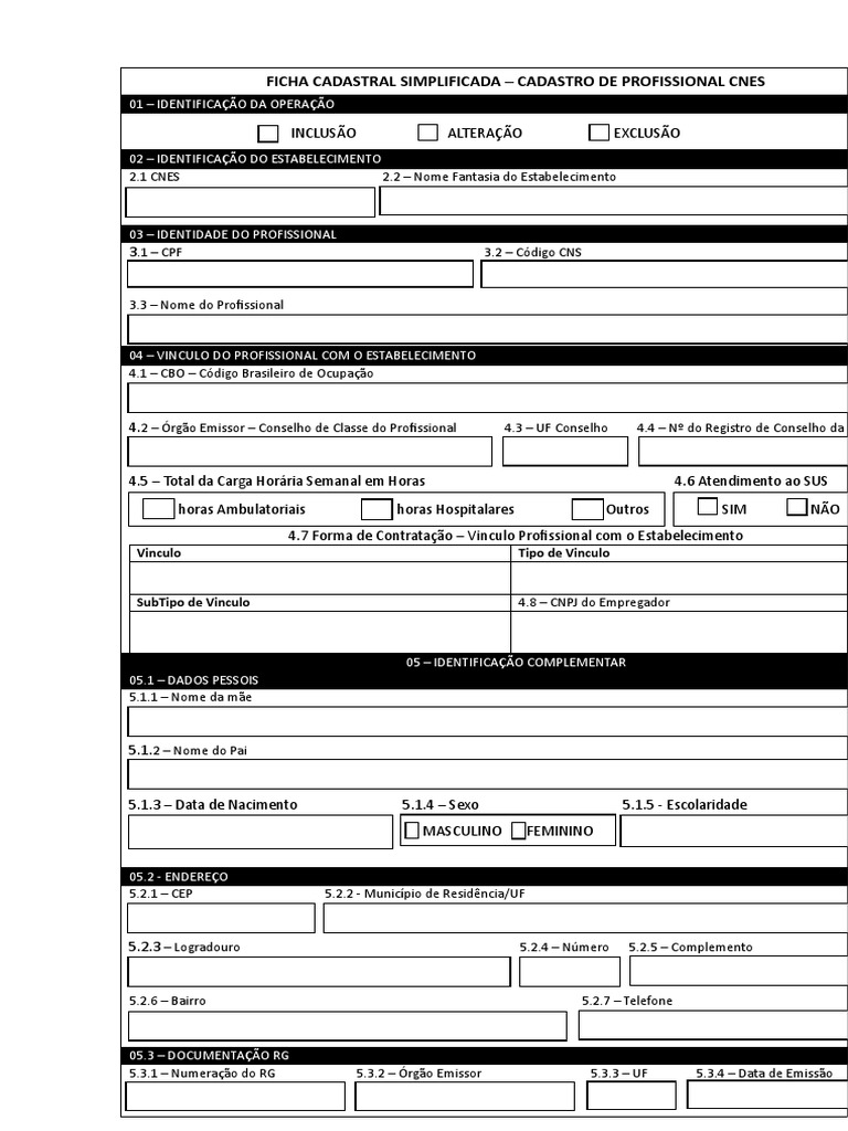 Cadastro Profissional CNES | PDF