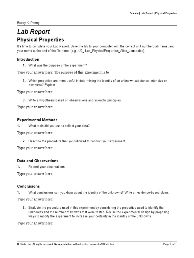 Lab Report: Physical Properties | PDF | Science & Mathematics