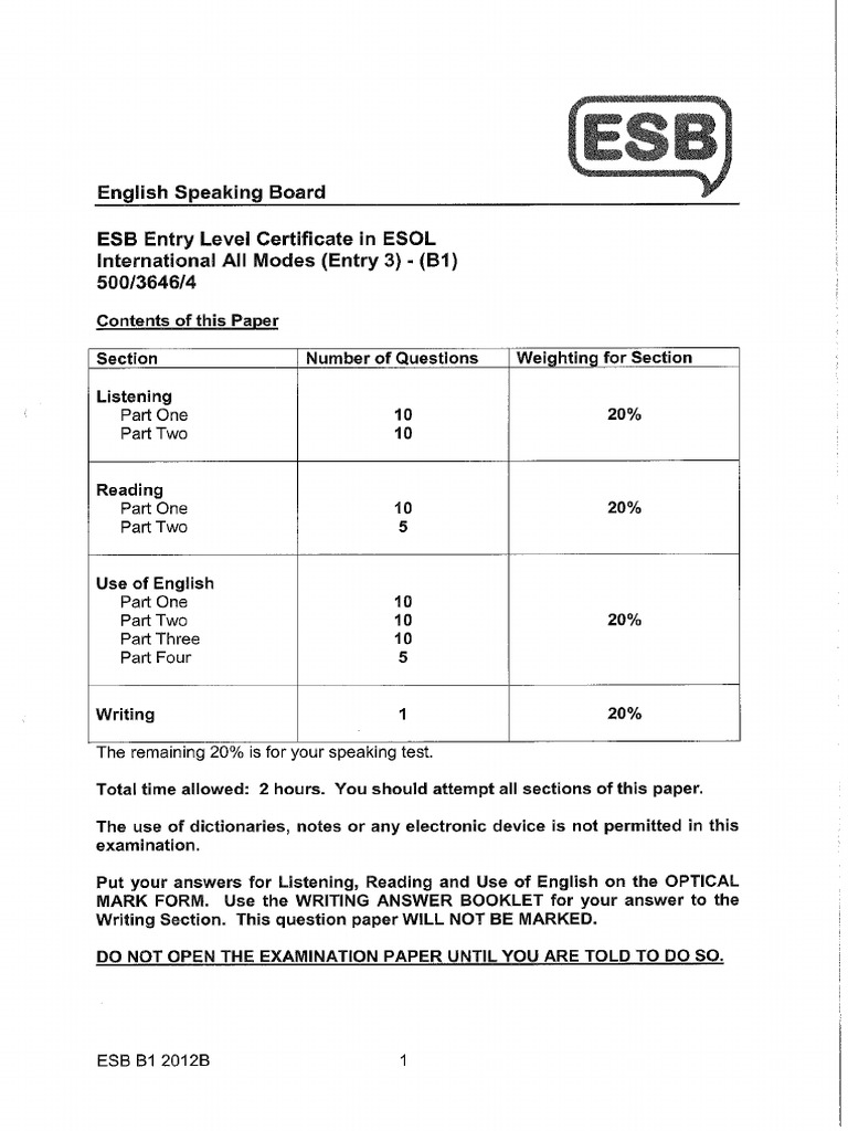 B1-EXAM-PAPER-SAMPLE | PDF