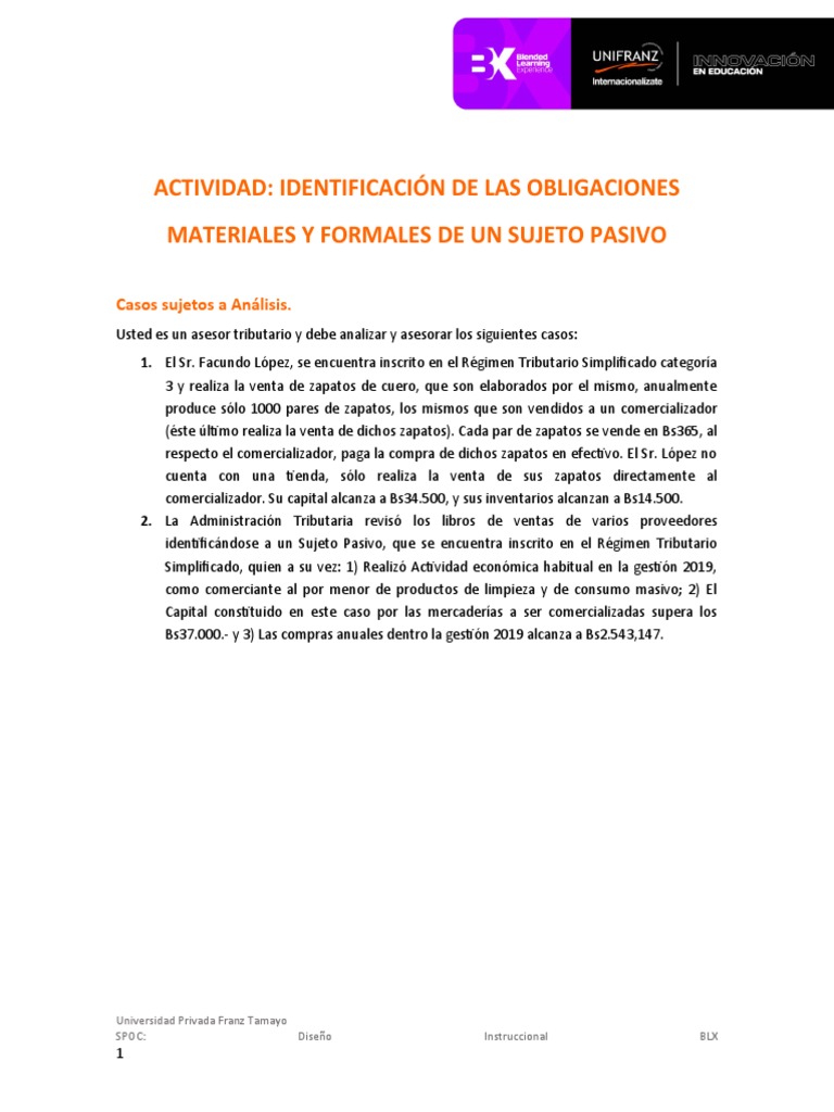 Ejercicios de Deberes Formales y Materiales | PDF