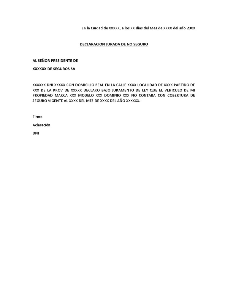 Decl Jur No Seguro | PDF