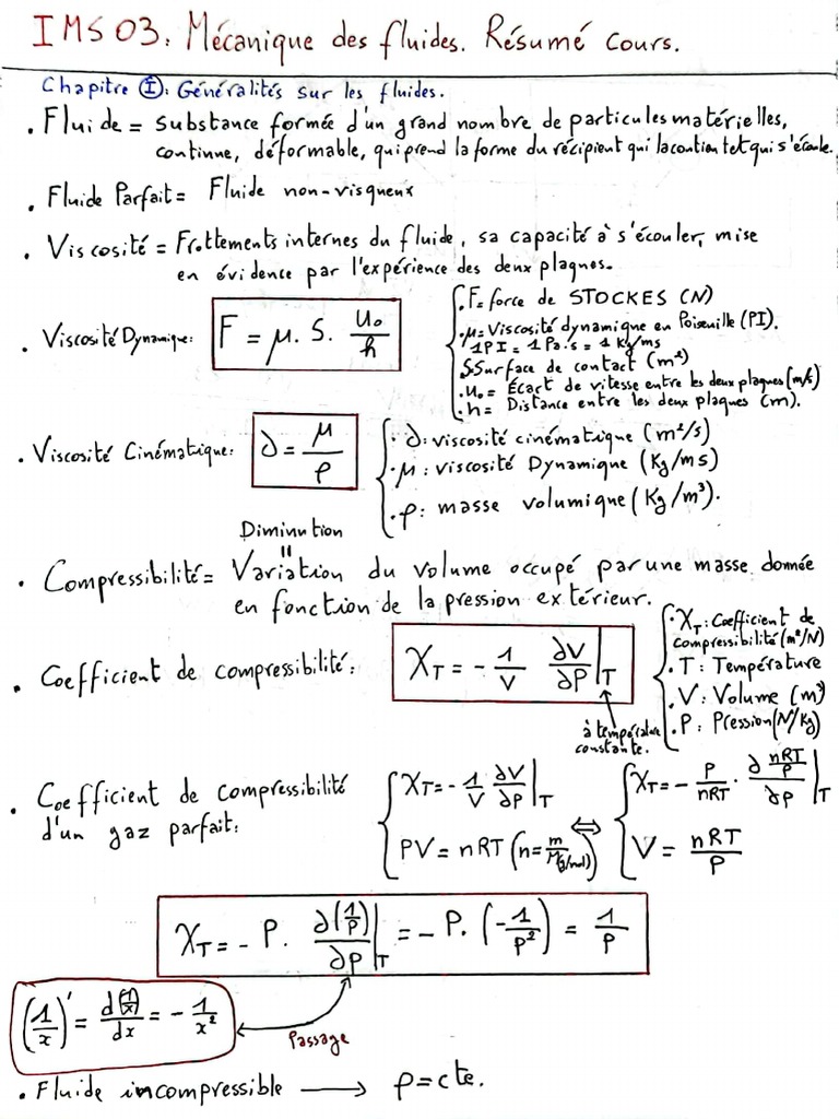 Résumé Examen Mécanique Des Fluides | PDF
