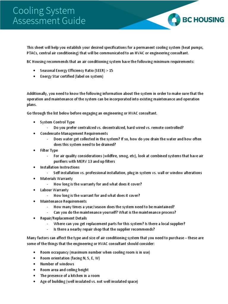 Cooling System Assessment Guide | PDF | Physical Sciences | Sustainable ...