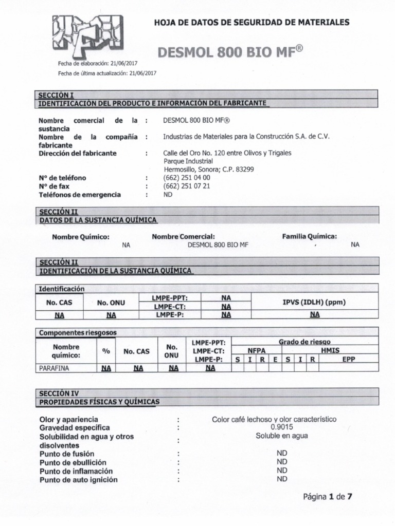 Desmol 800 Bio MF | PDF