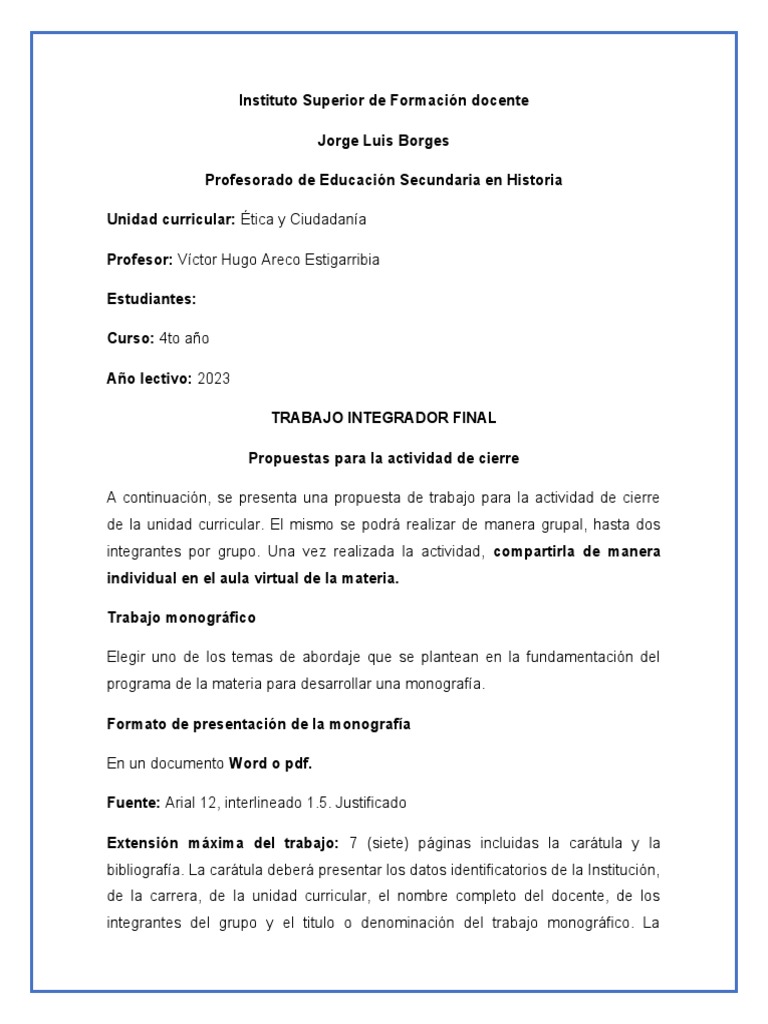 TRABAJO INTEGRADOR FINAL | PDF