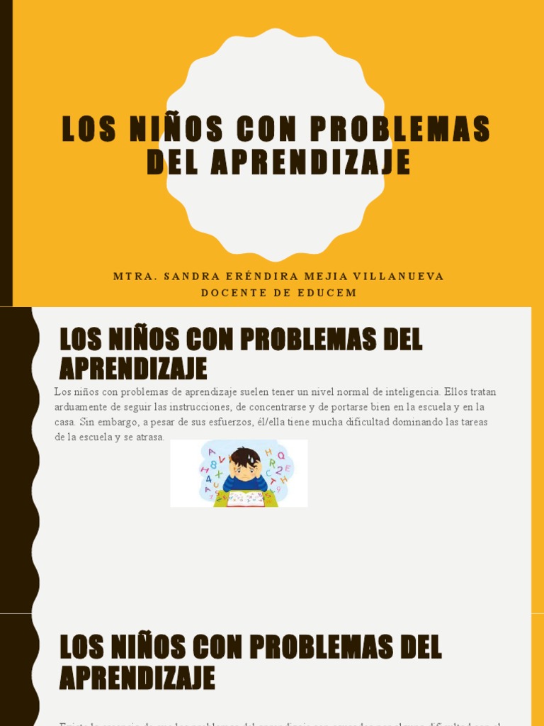 Los Niños Con Problemas Del Aprendizaje | PDF | Aprendizaje | Salón de ...