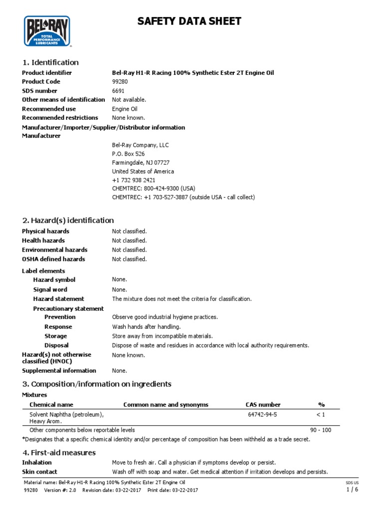 Bel-Ray H1-R | Download Free PDF | Dangerous Goods | Personal ... Bel-Ray H1-R | Download Free PDF | Dangerous Goods | Personal ...