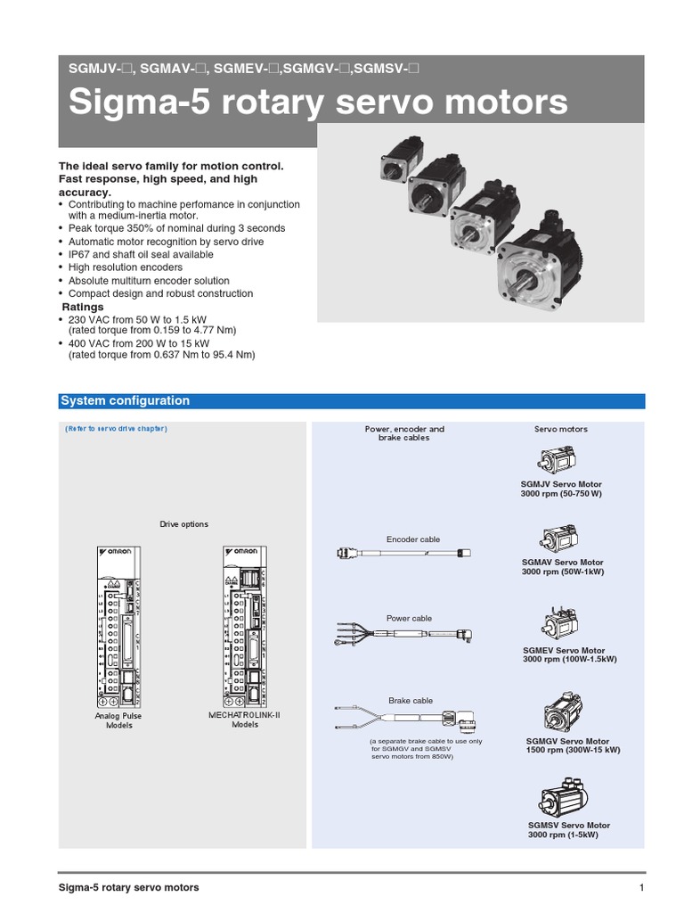specification_sigma-5_servo_motors | PDF | Electric Motor | Servomechanism