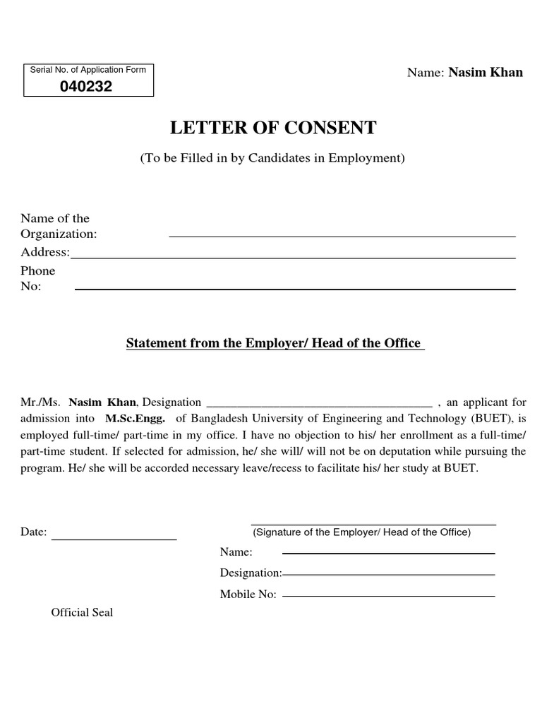 Letter of Consent | PDF