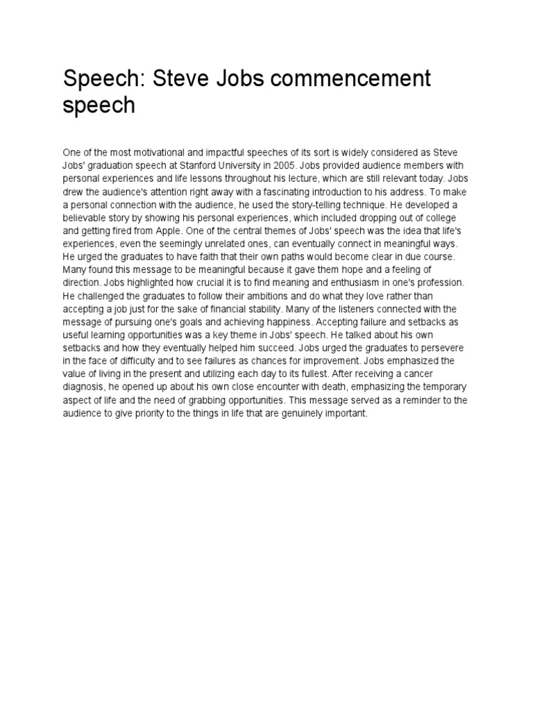 Steve Jobs' Inspiring Stanford Speech | PDF