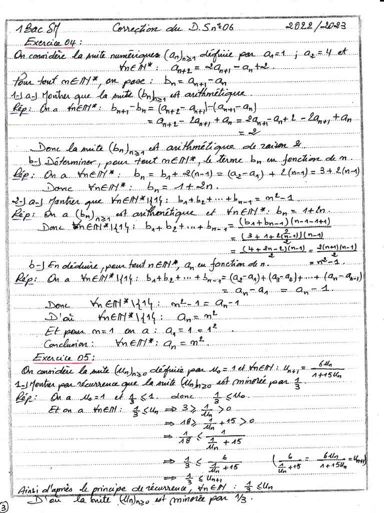 Correction Du Devoir Surveillé 06 SM | PDF