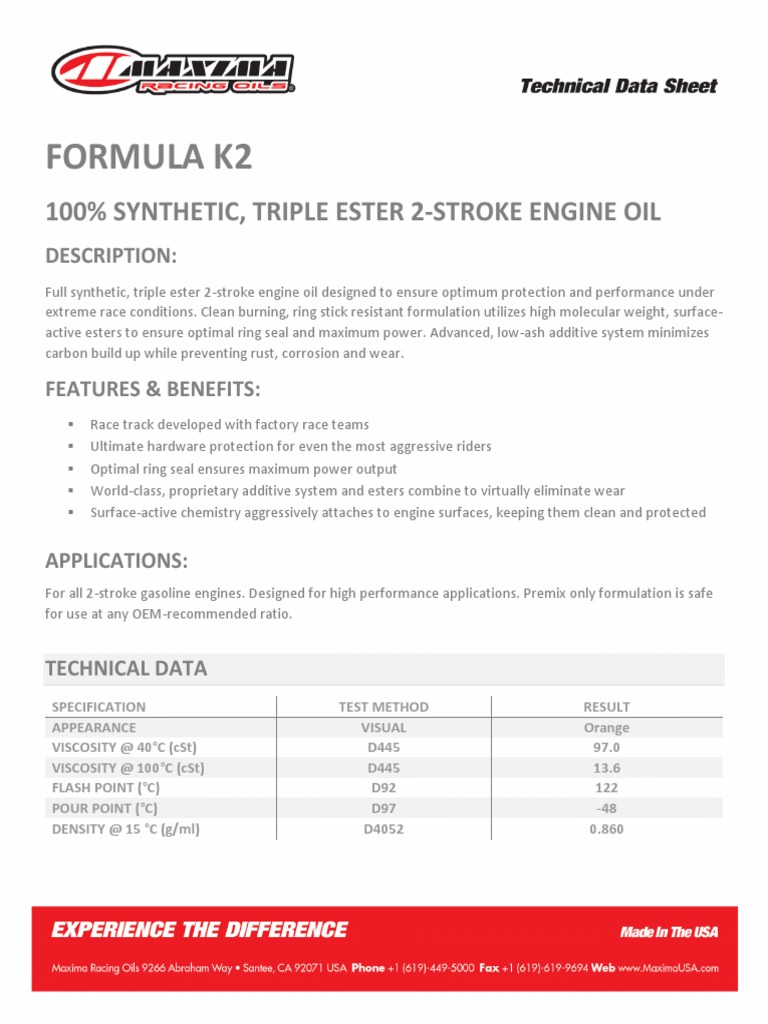 Formula K2 TDS | PDF