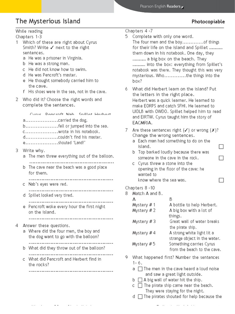 The Mysterious Island - Aciivity Worksheet | PDF | The Mysterious Island