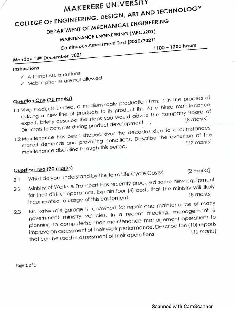 Maintenance Engineering Qns | PDF