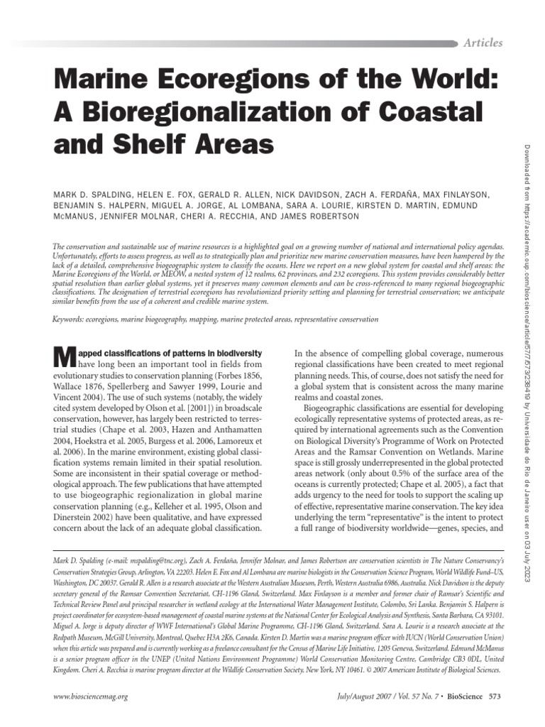 Spalding 2007 | Download Free PDF | Conservation Biology | Pacific Ocean