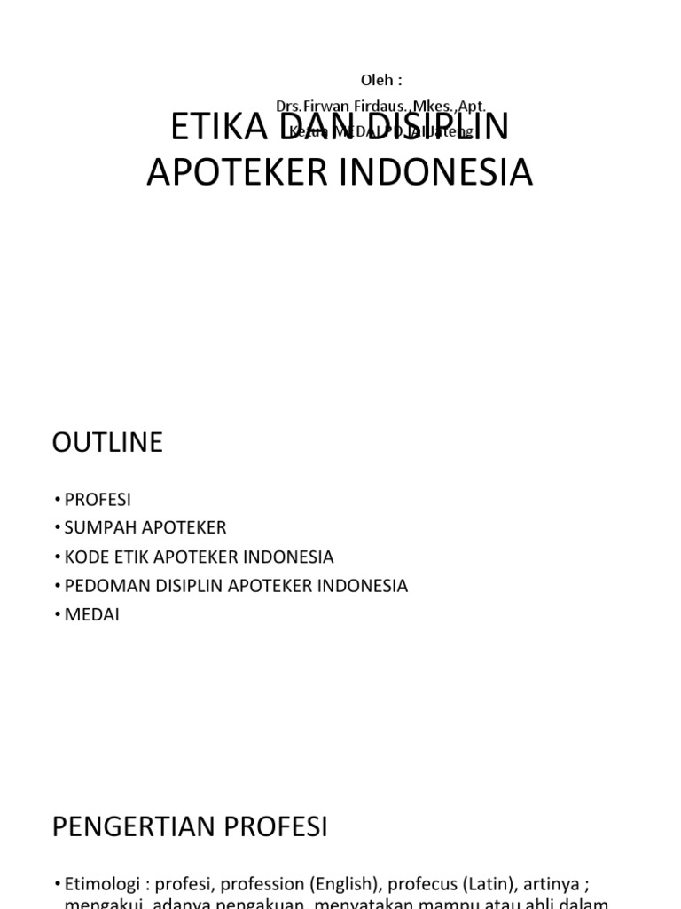 Etika Dan Disiplin Apoteker Indonesia | PDF | Pengembangan Diri | Gaya Hidup