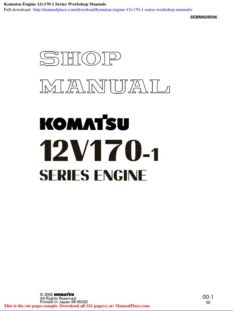 Komatsu Engine 12v170 1 Series Workshop Manuals | PDF | Pipe (Fluid ...