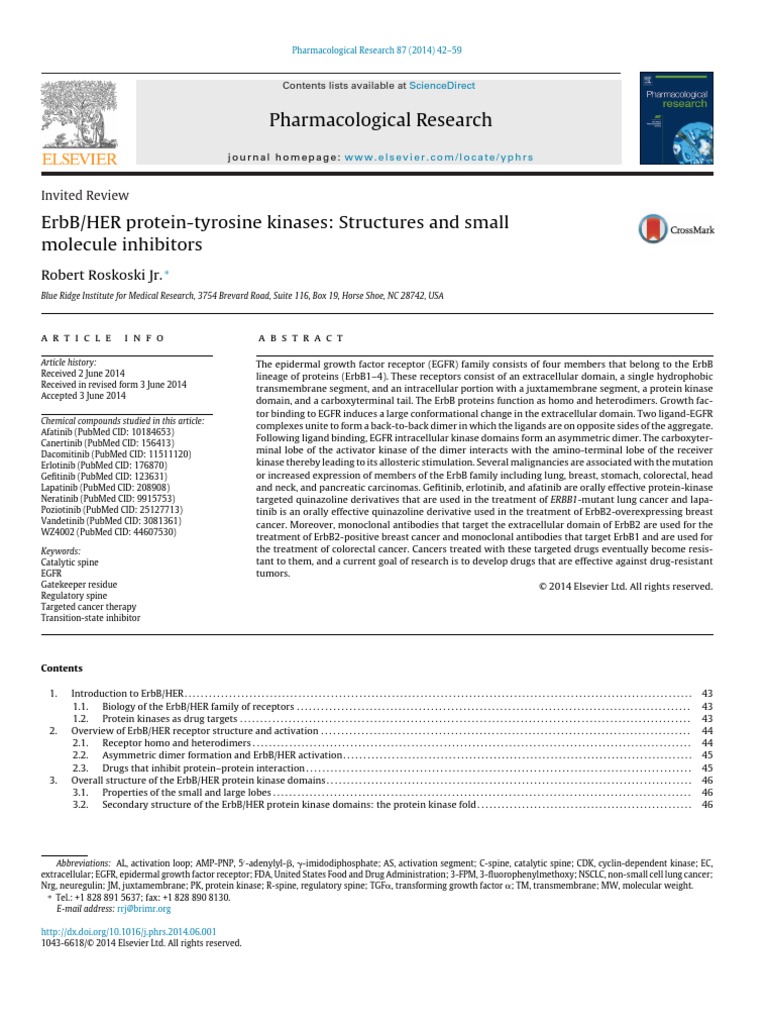 ErbB HER Protein-Tyrosine Kinases Structures and Small | PDF | Epidermal Growth Factor Receptor ...