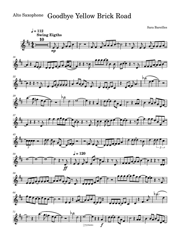 Goodbye - Yellow - Brick - Road Alto Sax-Alto - Saxophone | Download ...
