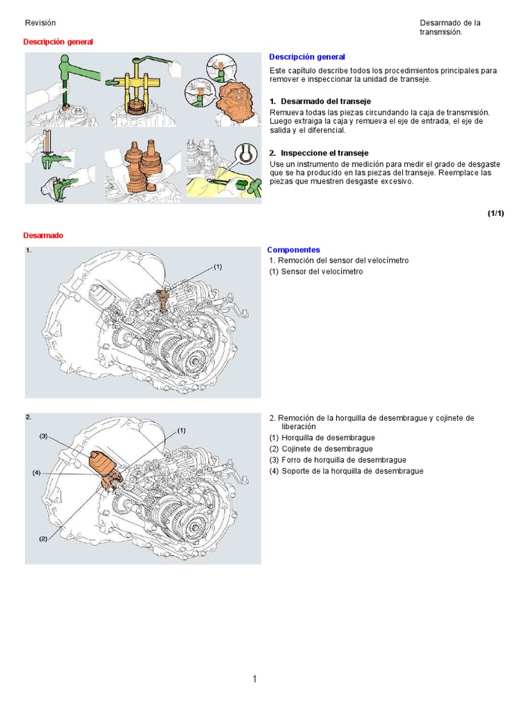 Desarme y revisión del transeje | PDF | Engranaje | Rodamiento (Mecánico)