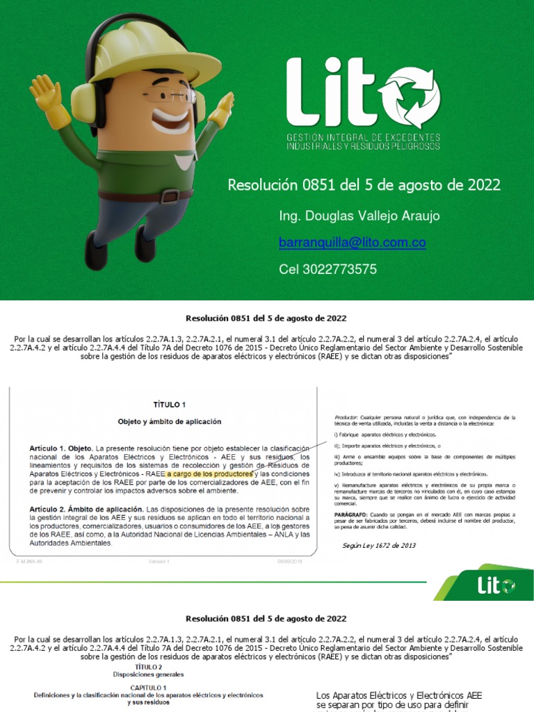 Presentacion Resolución 0851 de 2022-1 | PDF | Residuos | Economias