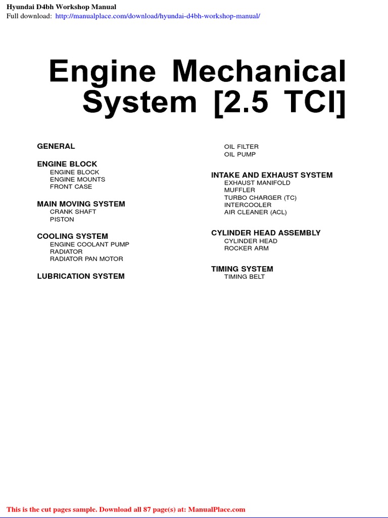 Hyundai d4bh Workshop Manual | PDF | Turbocharger | Mechanical Engineering