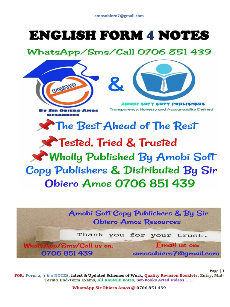 Form Four English Notes | PDF | Poetry | Human Communication