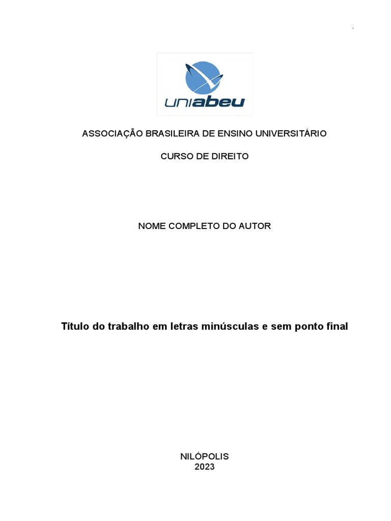 Modelo de TCC-Formato-monografia-2023 | PDF | Abstract (resumo) | Jurisprudência