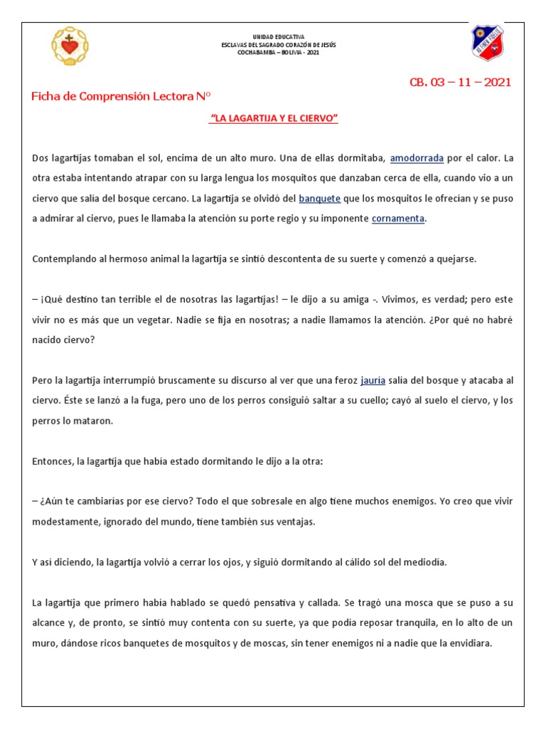 Actividad De Comprensión Lectora Pdf