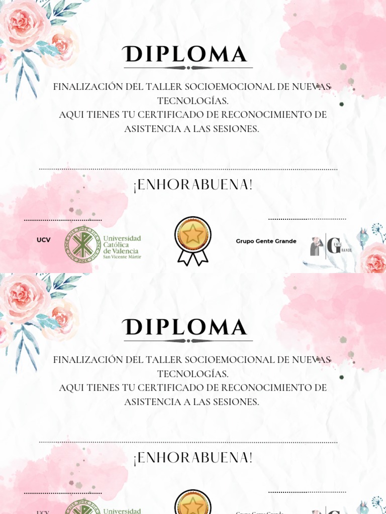 Diploma Certificado Arte Acuarela Estetico Rosado | PDF