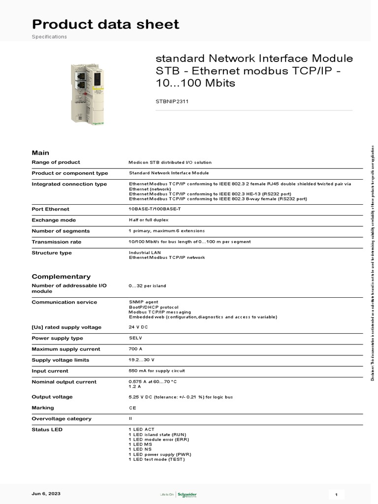 Modicon STB - STBNIP2311 | PDF | Ethernet | Computer Network