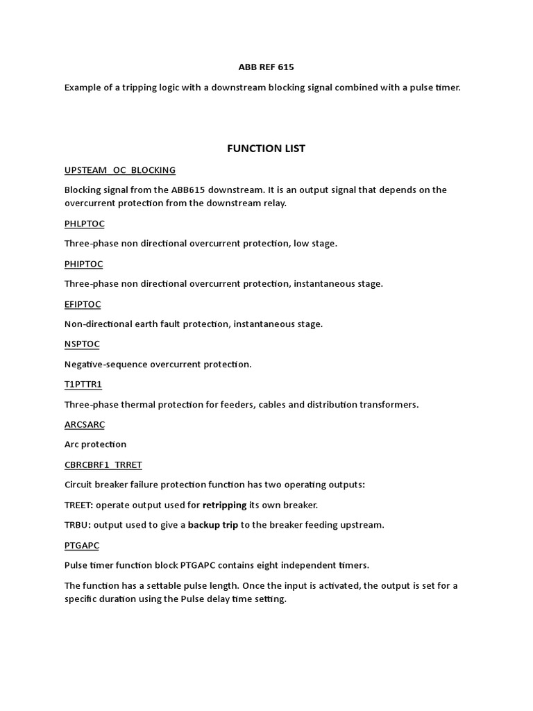 Abb Ref615 Tripping Logic | PDF | Electrical Engineering | Equipment