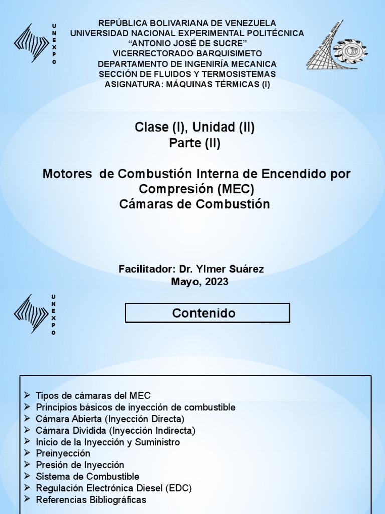 Clase (I) Unidad (Ii) Parte (Ii) Camaras de Combustión Motor Diesel 2023 | PDF | Inyección de ...