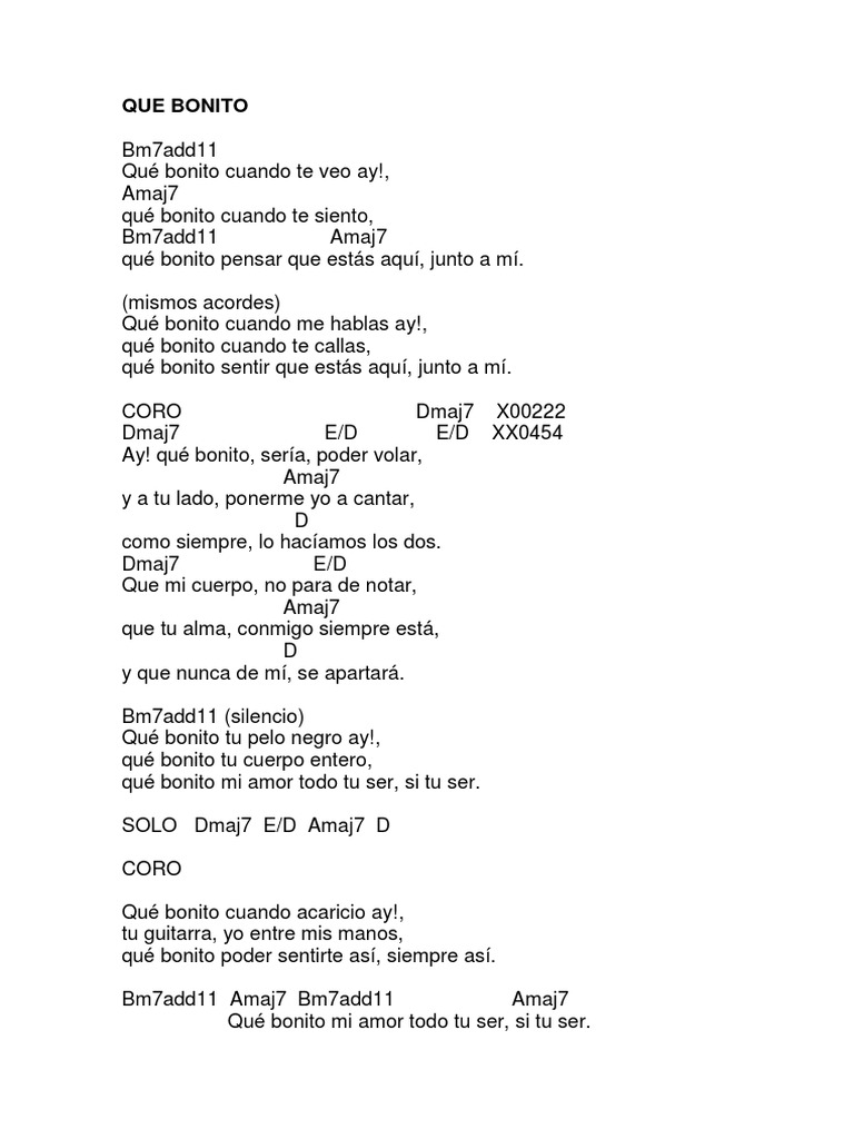 QUE BONITO (ROSARIO FLORES) LETRA Y ACORDES | PDF