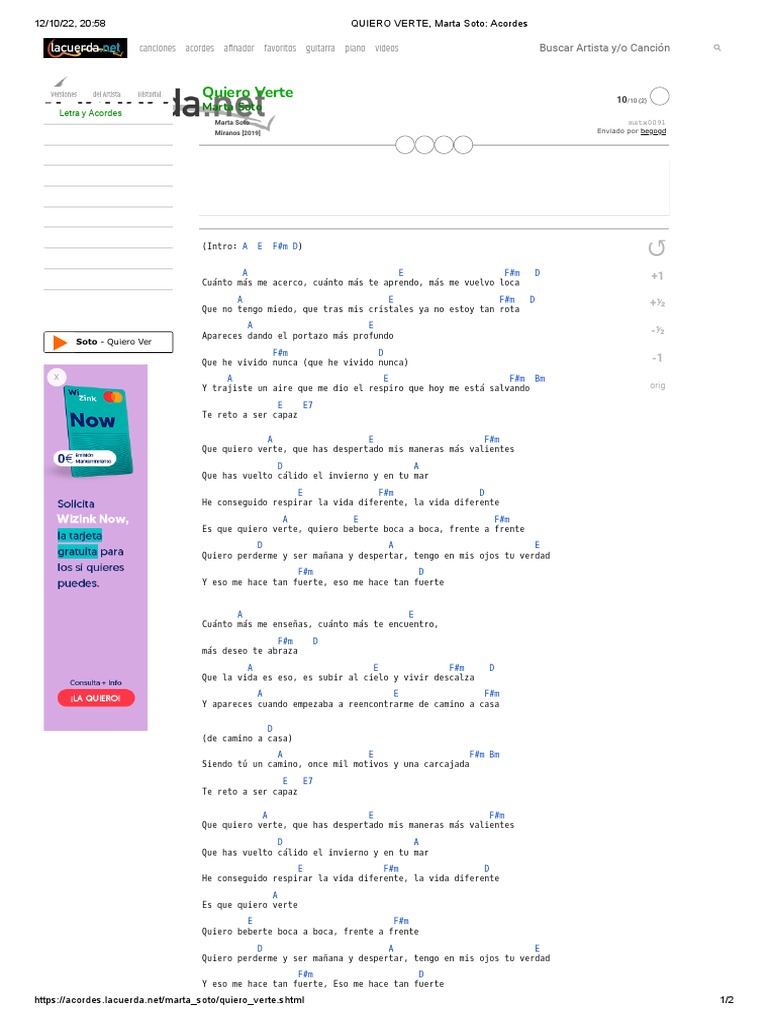 QUIERO VERTE, Marta Soto - Acordes | PDF
