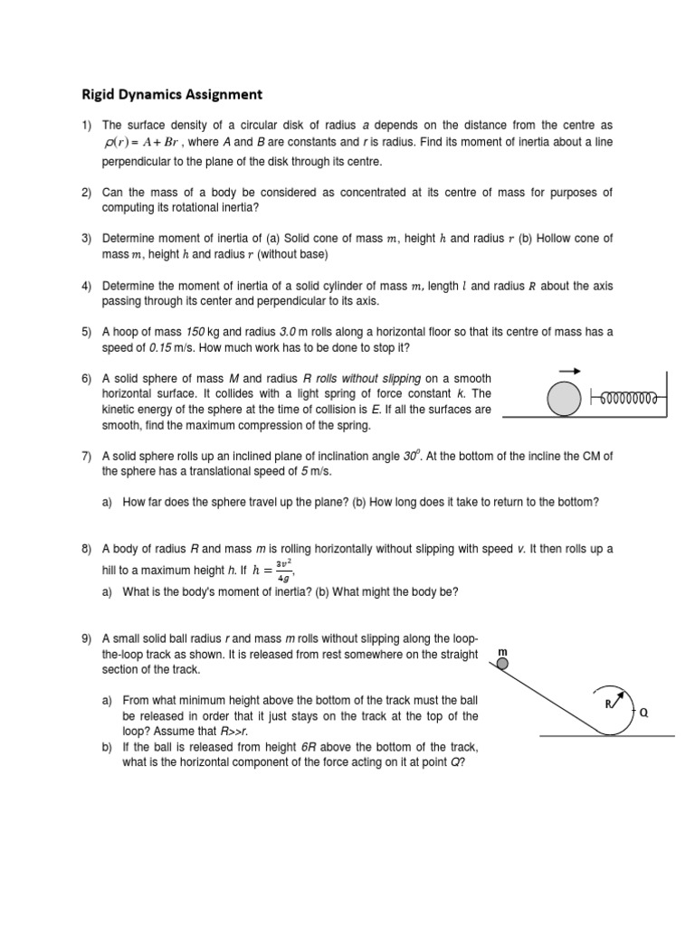 Assignment on Rigid Body Dynamics | PDF | Angular Momentum | Rotation ...