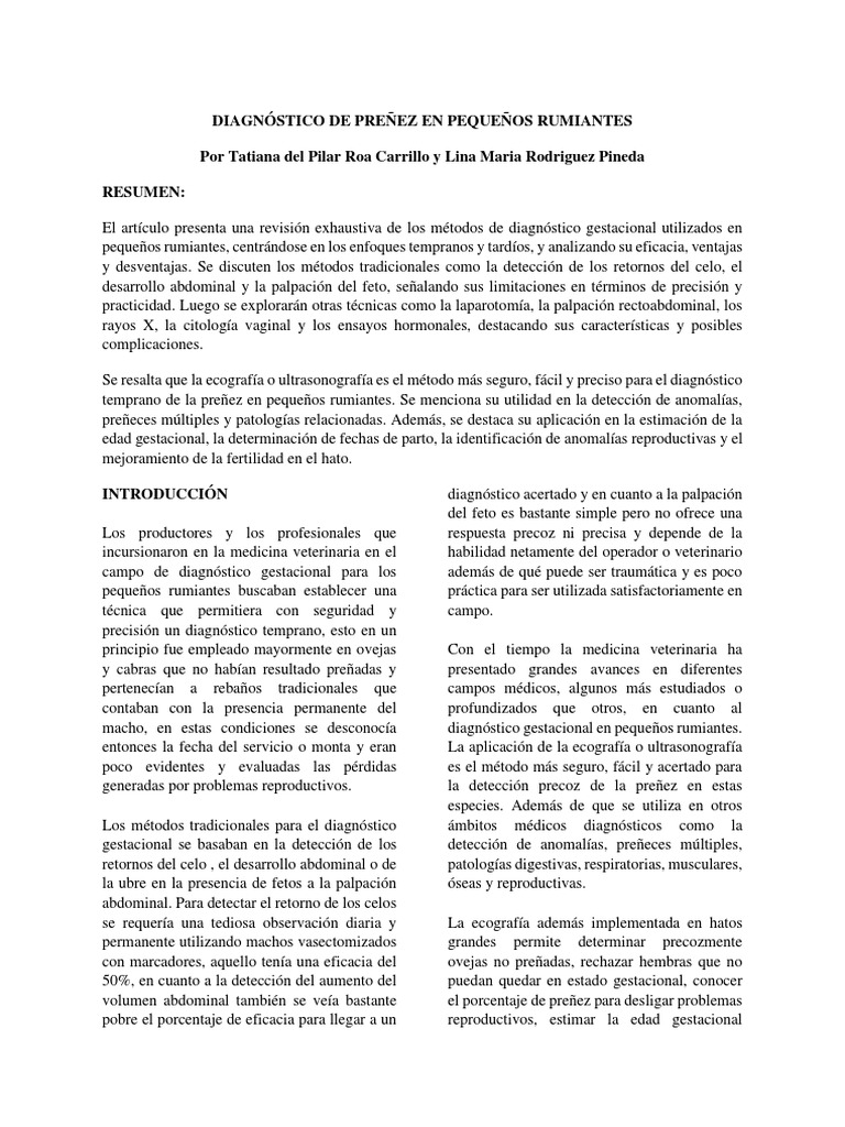 DIAGNÓSTICO DE PREÑEZ EN PEQUEÑOS RUMIANTES | PDF | Ultrasonido médico ...