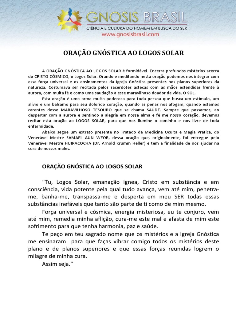 Oração Ao Logos Solar | PDF