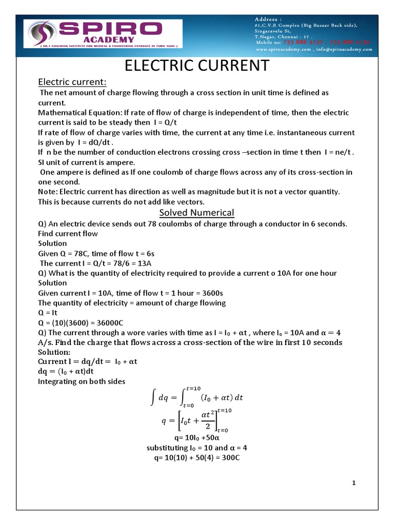 Current Electricity | PDF | Electrical Resistivity And Conductivity | Series And Parallel Circuits