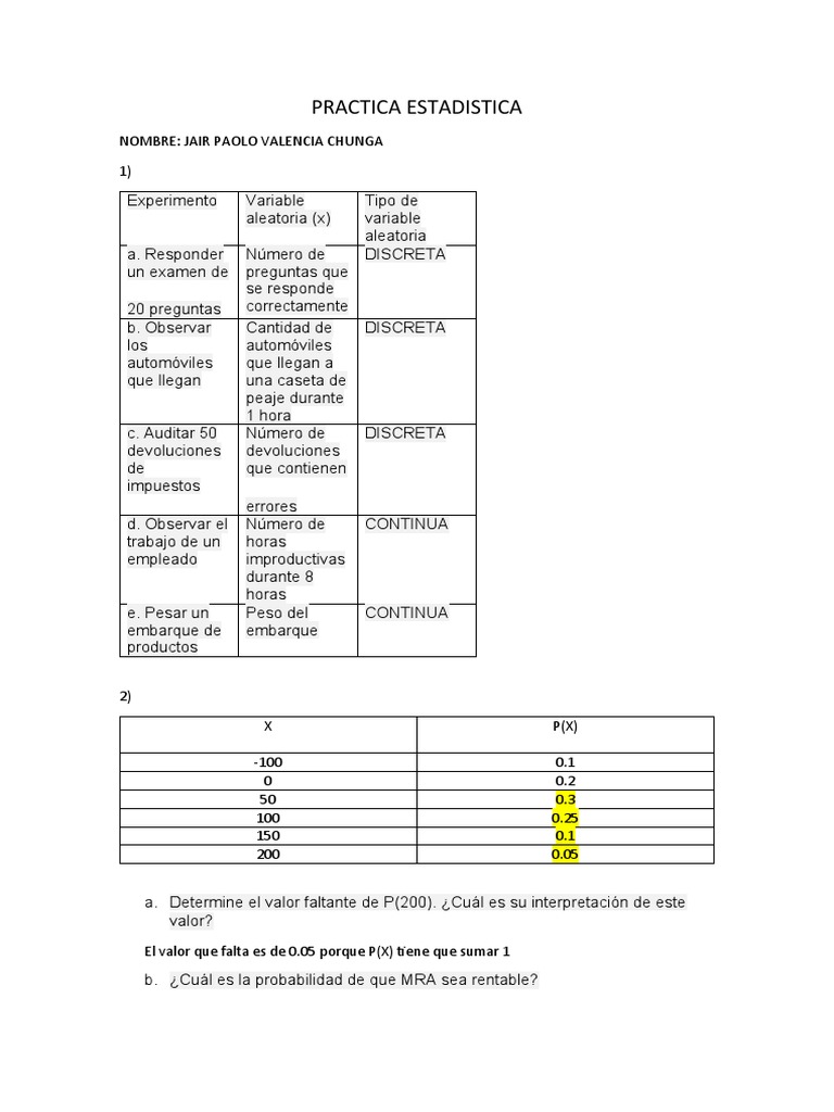Practica Estadistica | PDF | Diferencia | Desviación Estándar