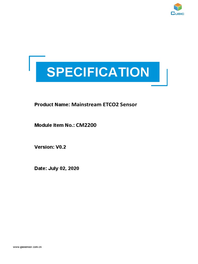 Mainstream ETCO2 Module CM2200 Technical Specification | PDF | Breathing