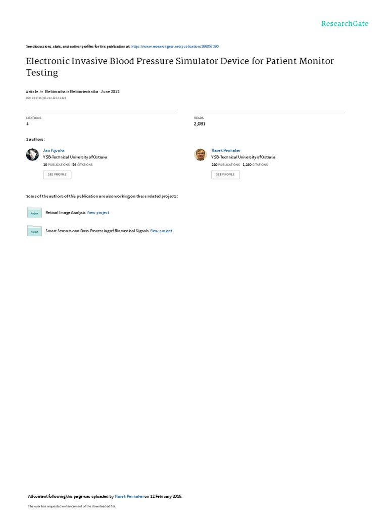 Electronic Invasive Blood Pressure Simulator Devic | PDF | Analog To Digital Converter | Amplifier