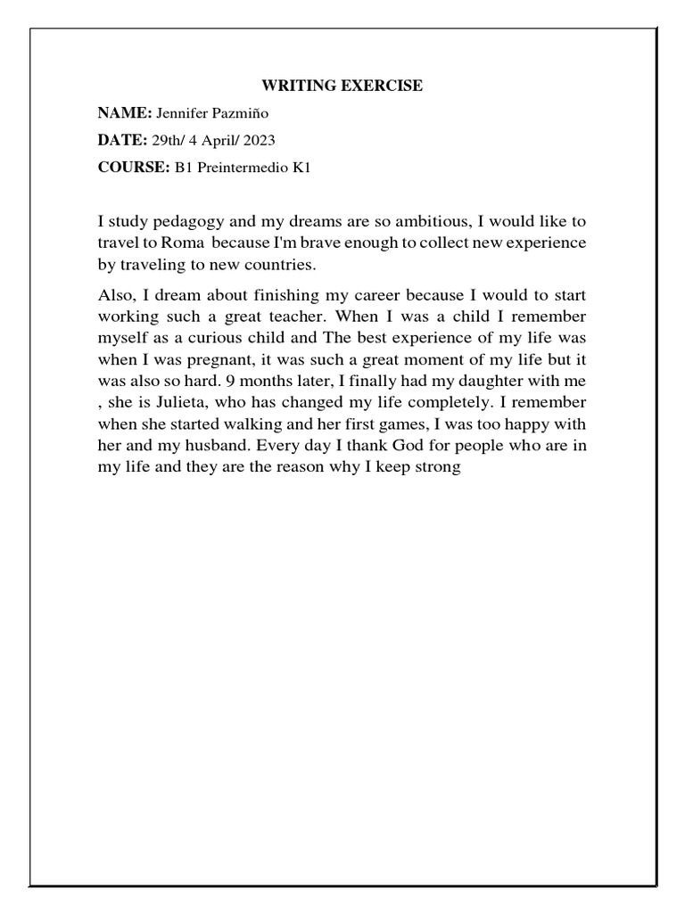 Writing Exercise | PDF