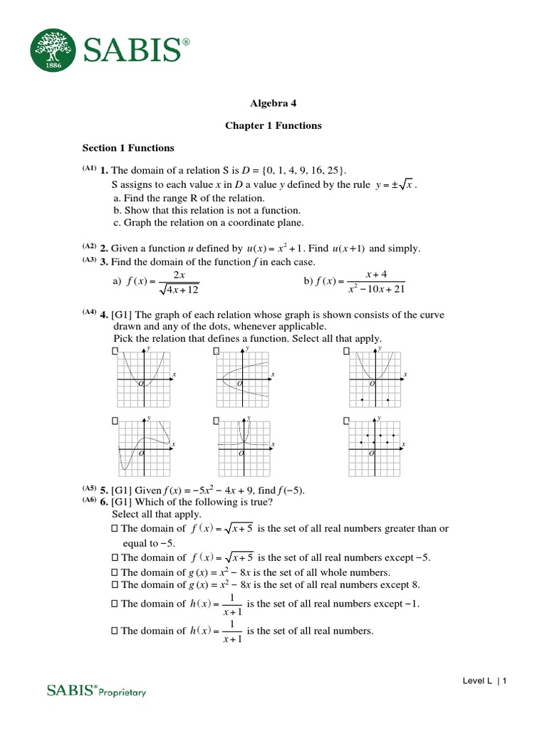2223 Level LS Mathematics Algebra 4 Course Questions | PDF | Tangent ...