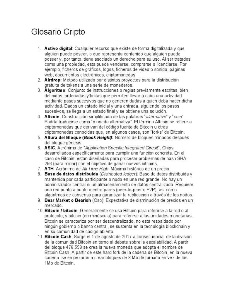 Glosario Cripto | PDF | Bitcoin | Criptomoneda