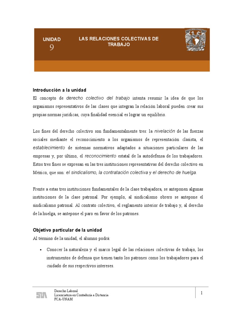 Unidad 9 | PDF | Derecho laboral | Sindicato