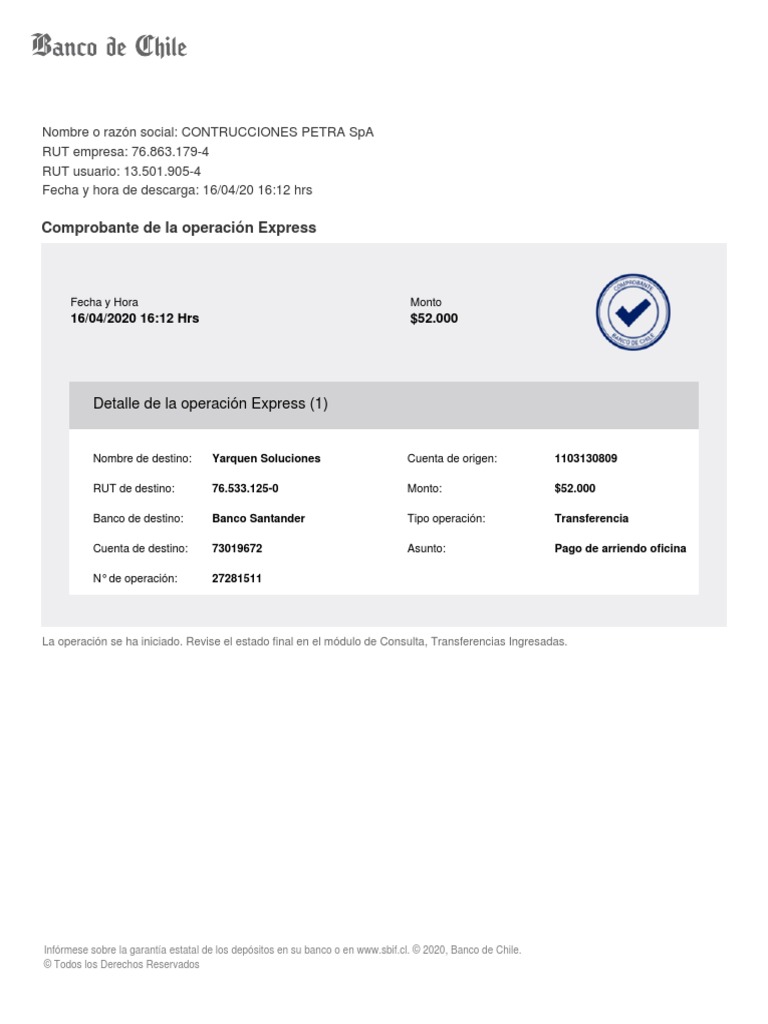 Comprobante Operación Express | PDF