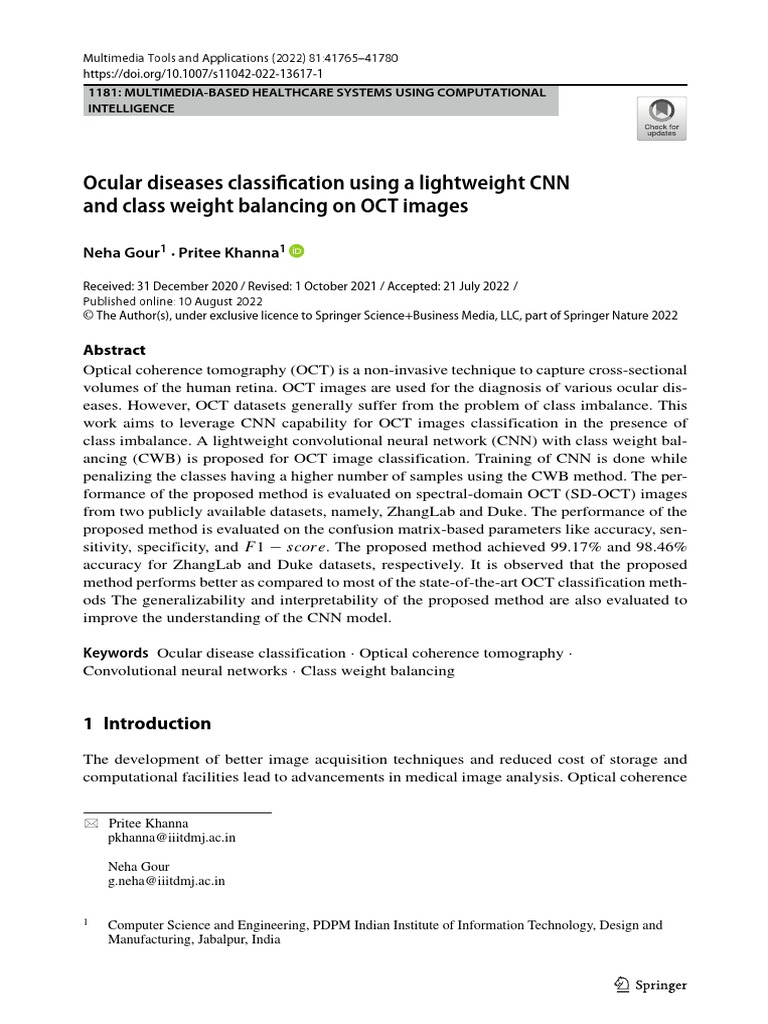 Ocular Diseases Classification Using A Lightweight CNN and Class Weight ...